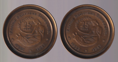 PAIR OF 1947 EDISON BROTHERS STORES, ST. LOUIS MO 25th ANNIV, BRASS COASTERS | eBay