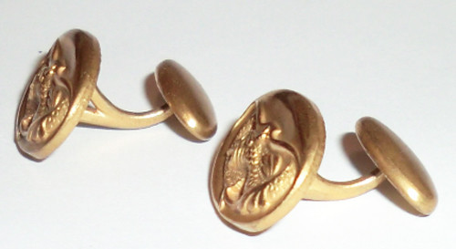 Antique Nouveau Brushed Golden Dragon Griffin Coiled Serpent Cufflinks ...