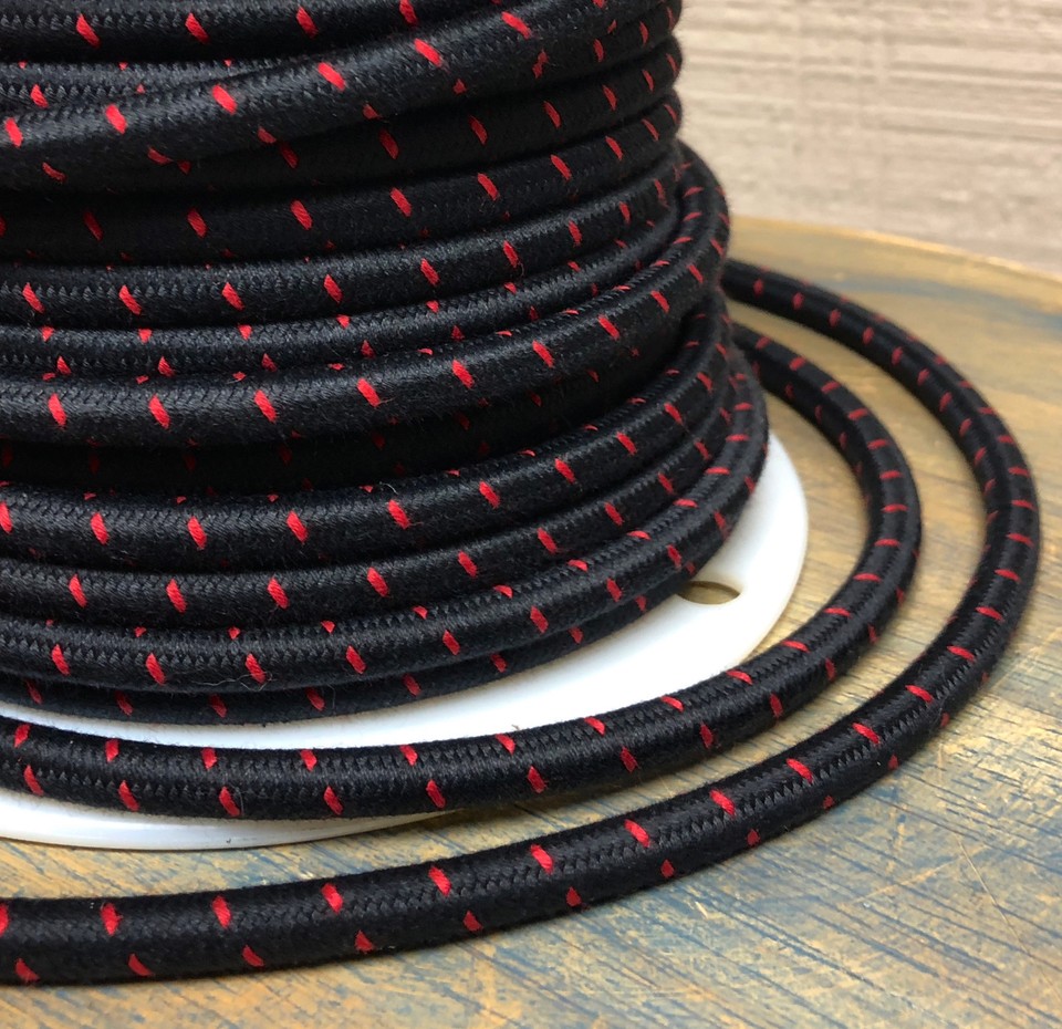 20' Cloth Covered Round Electrical Cord - Vintage Fabric Braid Lamp ...