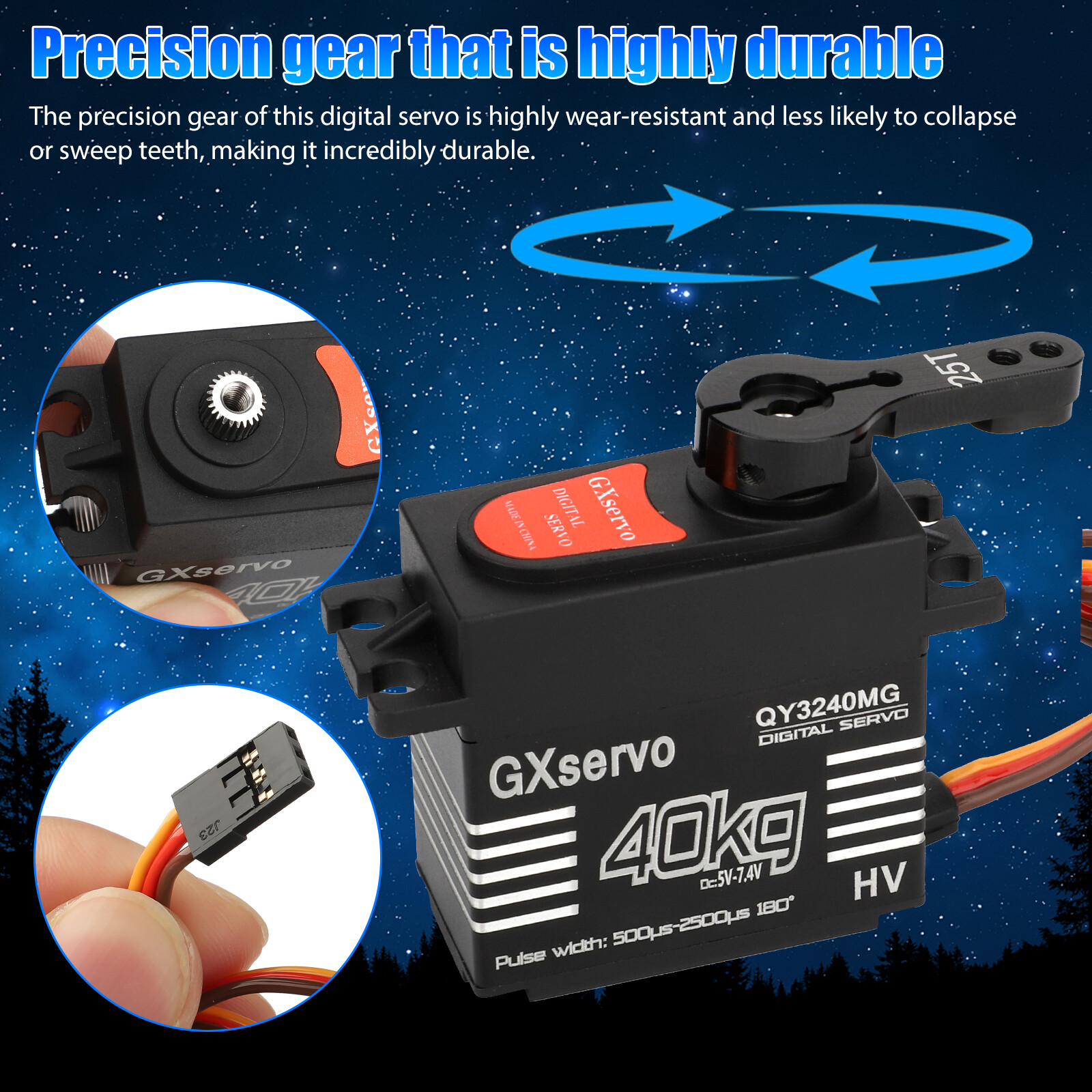 40KG Metal Gear Digital Servo 25T Arm HIGH TORQUE& SPEED for 1/8 1/10 ...
