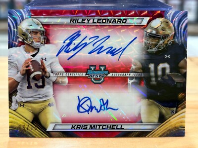 2024 Bowman U Best Riley Leonard Kris Mitchell Dual Auto Red /10 Notre ...