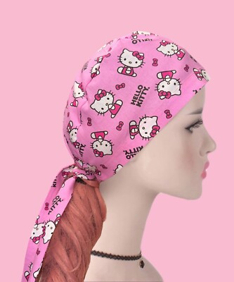 Hello Kitty Surgical Scrub Cap Chemo Nurse Hat Pink Scrub Cap Kitty Cat ...