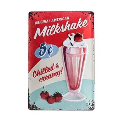 Retro tin sign metal sign vintage 8 x 12 in - USA - Milkshake | eBay