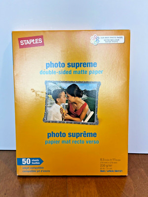 STAPLES Photo Supreme Paper 8-1/2" x 11" Double Sided Matte 50 Sheet ...