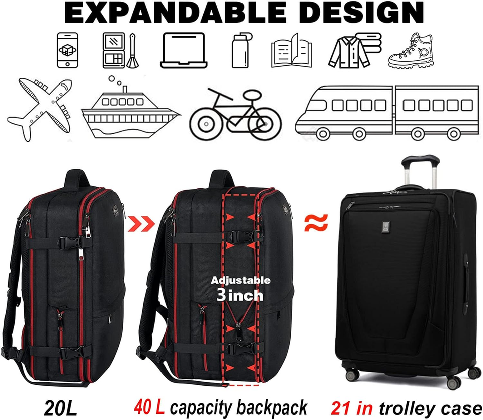 Carry on Backpack for Men, 19.5"X14"X6" Expandable Travel Backpack ...