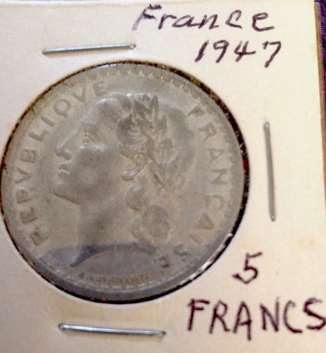 1947 FRANCE 5 FRANCS COIN - REPVBLIOVE FEANCAISE | eBay