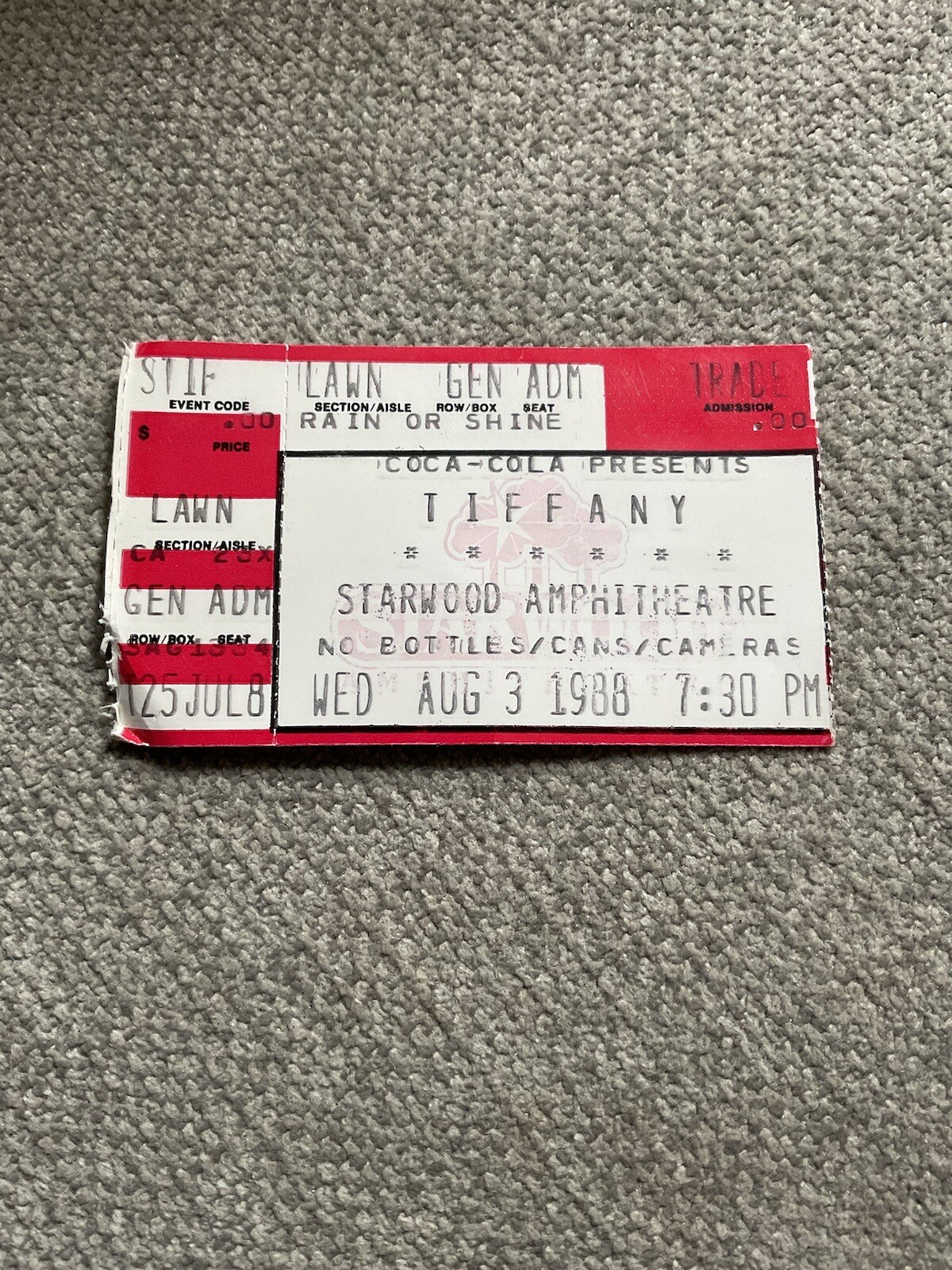 TIFFANY Concert Ticket Starwood Amphitheatre Aug 3, 1988 See Pics ...