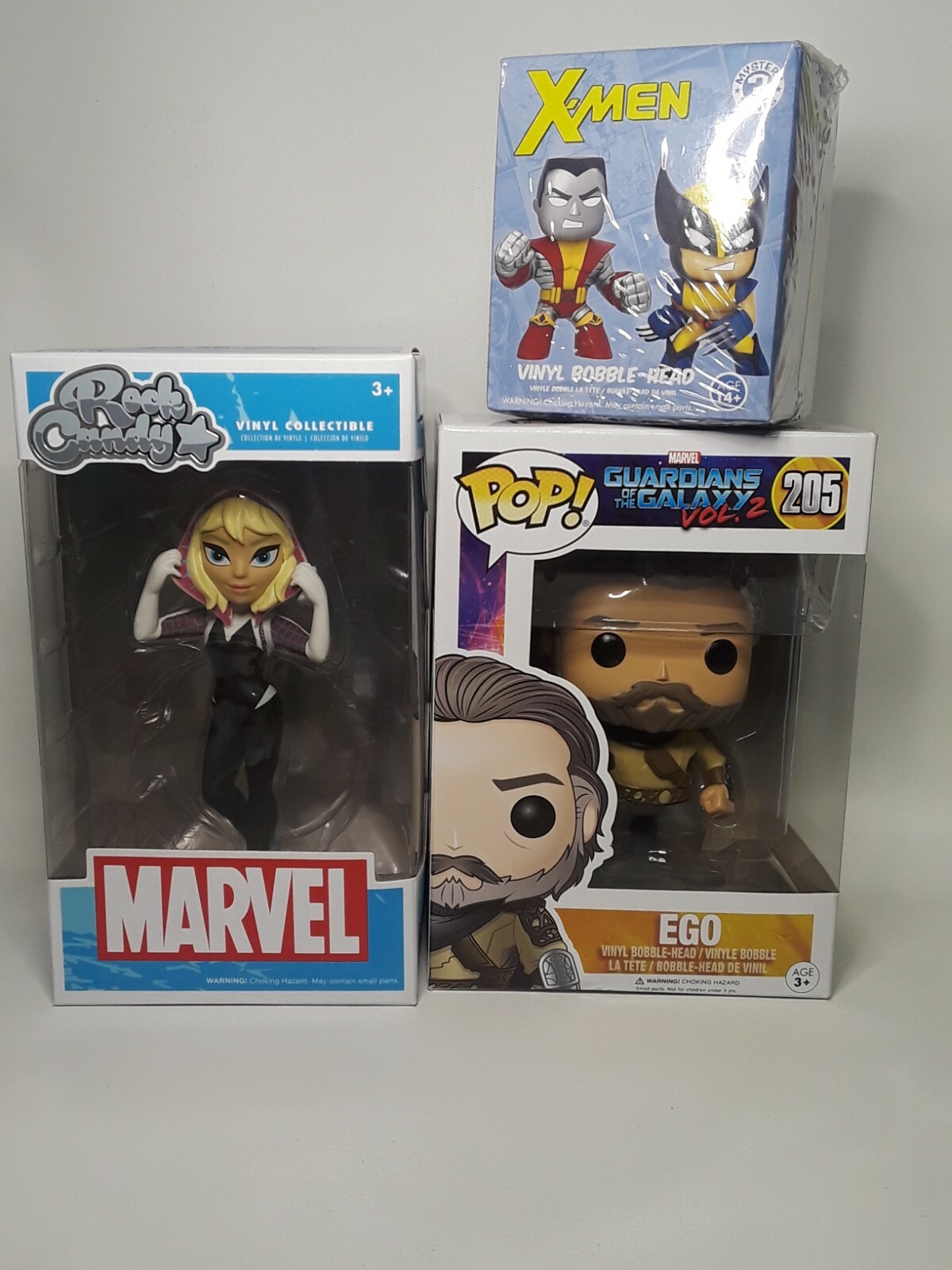 Random Funko Pop Set, 3 Figures: Spider Gwen, Ego & X-Men Mystery Mini ...
