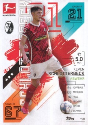150 SC FREIBURG - SCHLOTTERBECK KEVEN - GERMANY CARD TOPPS BUNDESLIGA ...