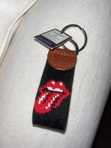 NWT Smathers & Branson Rolling Stones Keychain Key Black Needlepoint ...