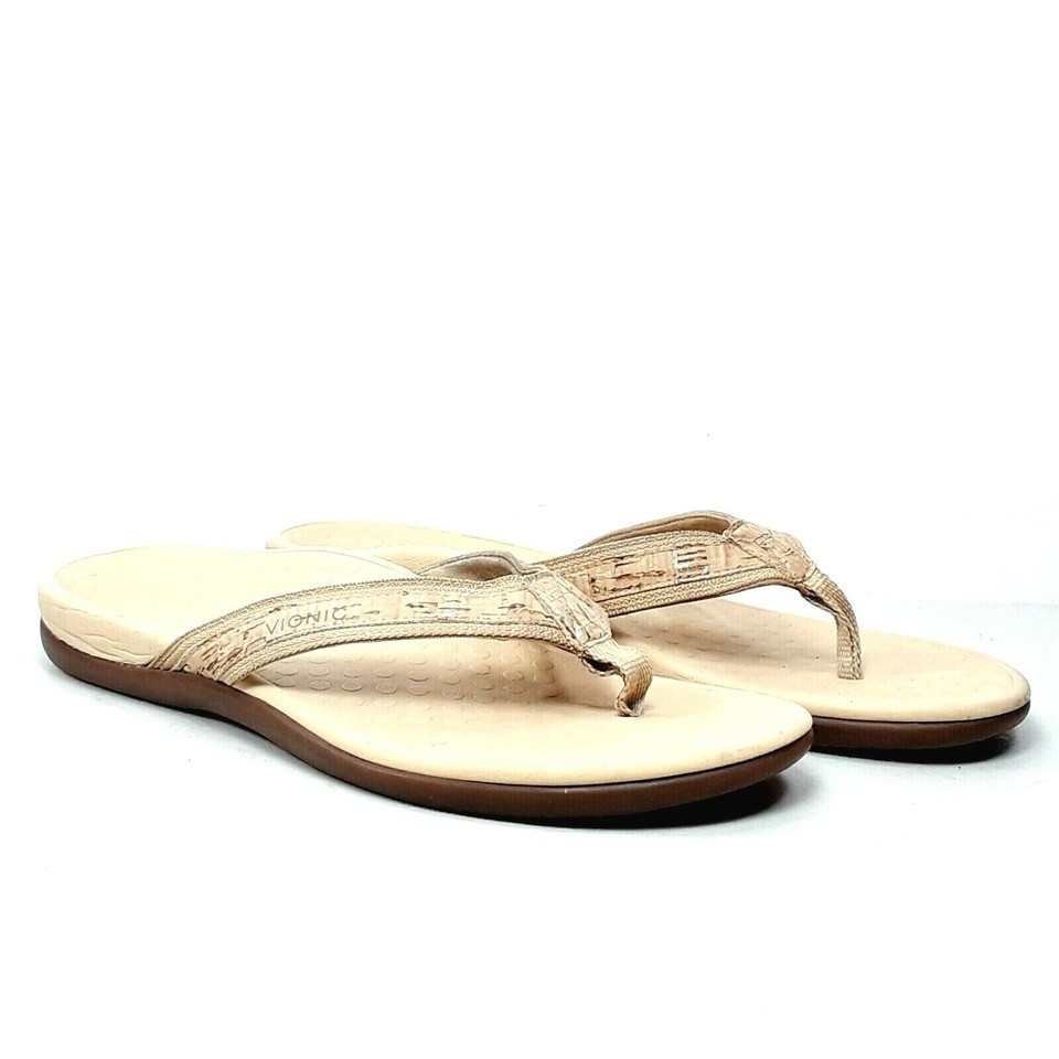 Vionic Tide II Womens Tan Cork Strap Thong Sandal Size 10 | eBay
