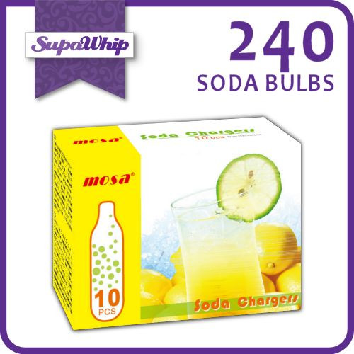 MOSA SODA BULBS - 10 PACK X 24 (240 CHARGERS) - PURE CARBON DIOXIDE CO2 ...
