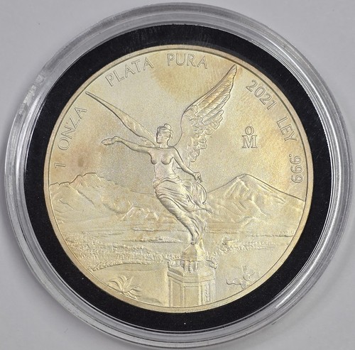 Toned 2021 1oz .999 Silver Mexican Libertad Ley Plata Pura Coin in a ...