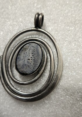 R.B SILVER PENDANT OVAL DOUBLE RING BLUE CORAL | eBay