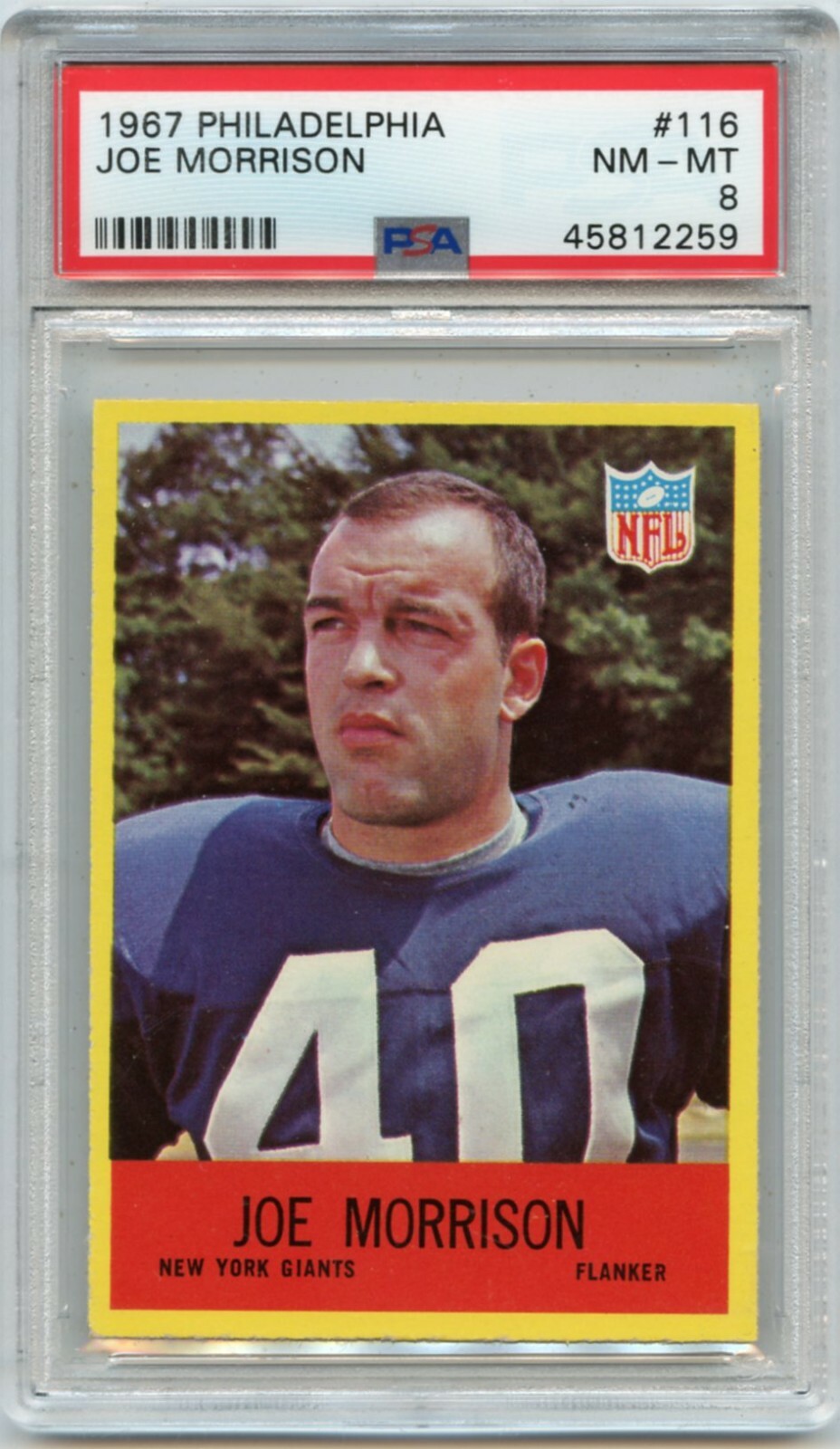 1967 PHILADELPHIA FOOTBALL #116 JOE MORRISON, NEW YORK GIANTS - PSA 8 ...