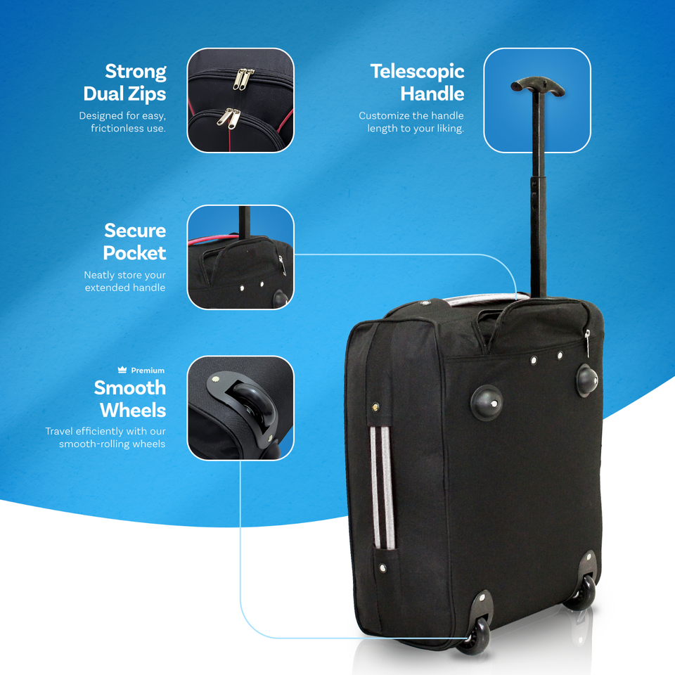 EasyJet Ryanair Cabin Approved Wheeled Trolley Case Hand Luggage Bag ...