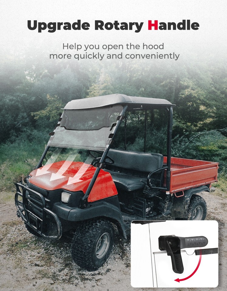 KEMIMOTO 2-in-1 UTV Front Flip Windshield for Kawasaki Mule 3010 Mule ...