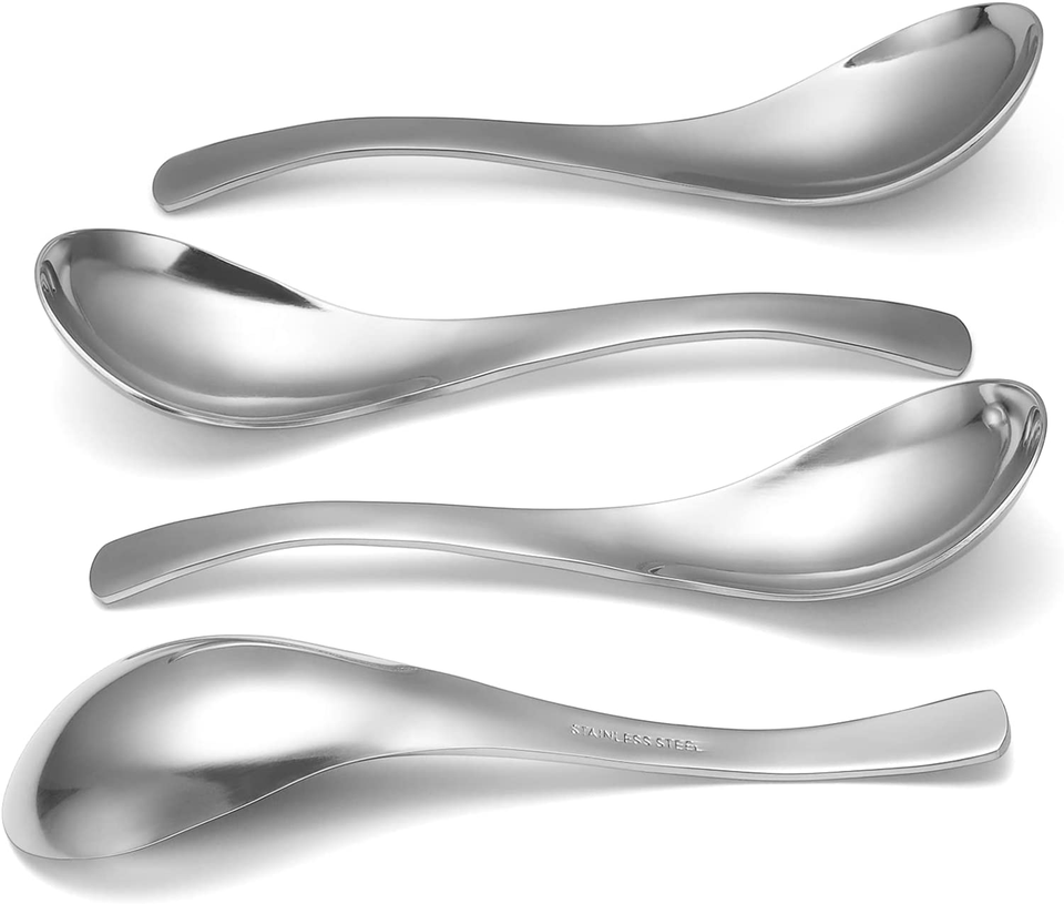 6 Piece Thick Heavy-Weight Soup Spoons, Stainless Steel Soup Spoons ...