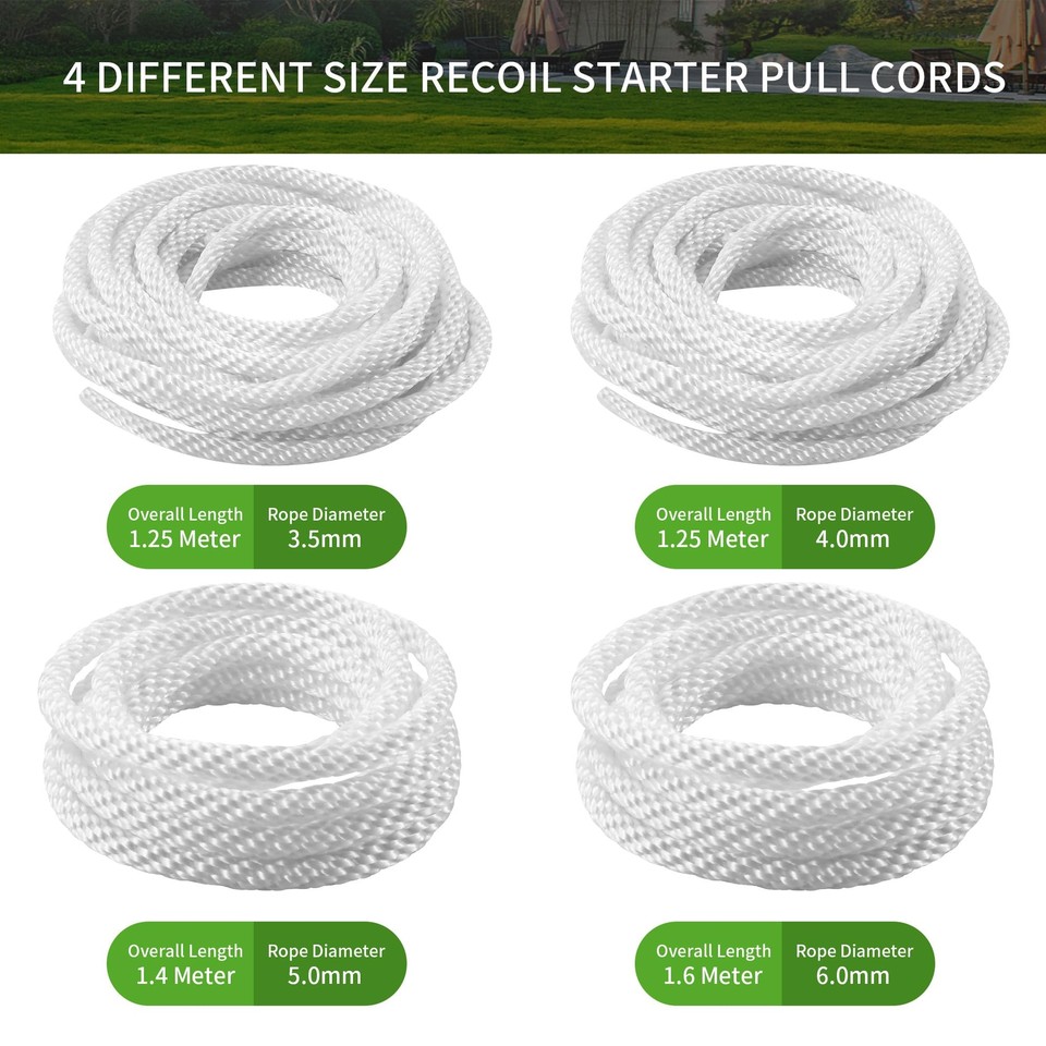 2-Pack Lawn Mower Pull Cord, 1.6m Rope Dia. 6mm Recoil Starter Rope ...