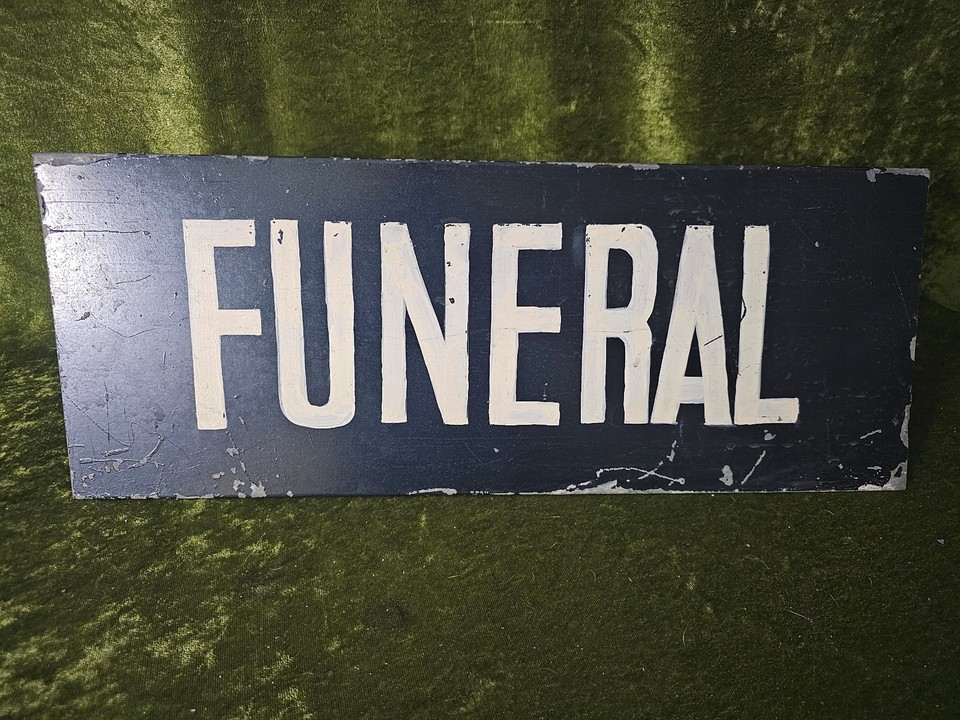 Hand-painted Metal Triangle Funeral Sign - 19.5" mortuary | eBay