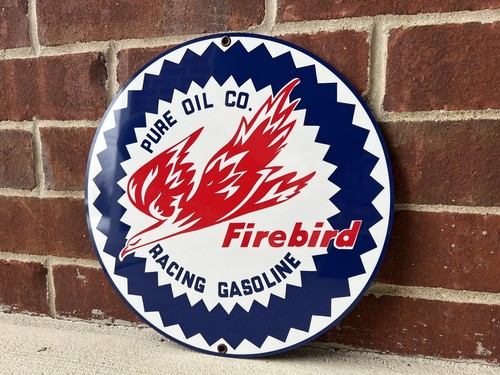 Pure Firebird Gasoline oil pure gas round sign | eBay