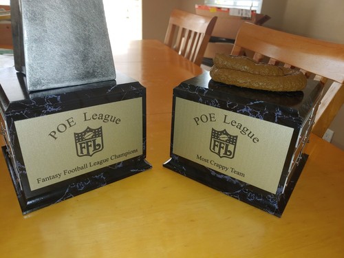 2 Trophies!!! Lombardi Style Fantasy Football & POOP Trophy. 1st and ...