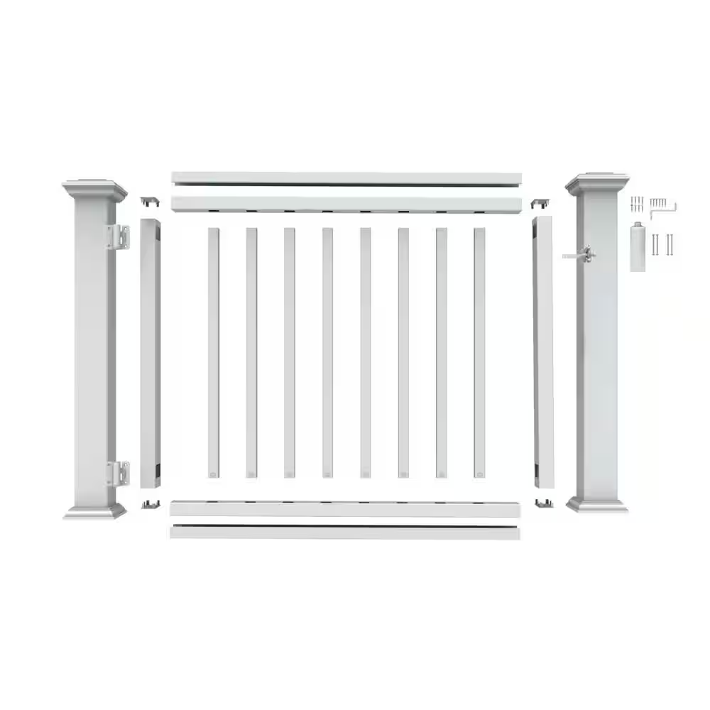 36 in. to 48 in. Traditional White PolyComposite Rail Gate Kit | eBay