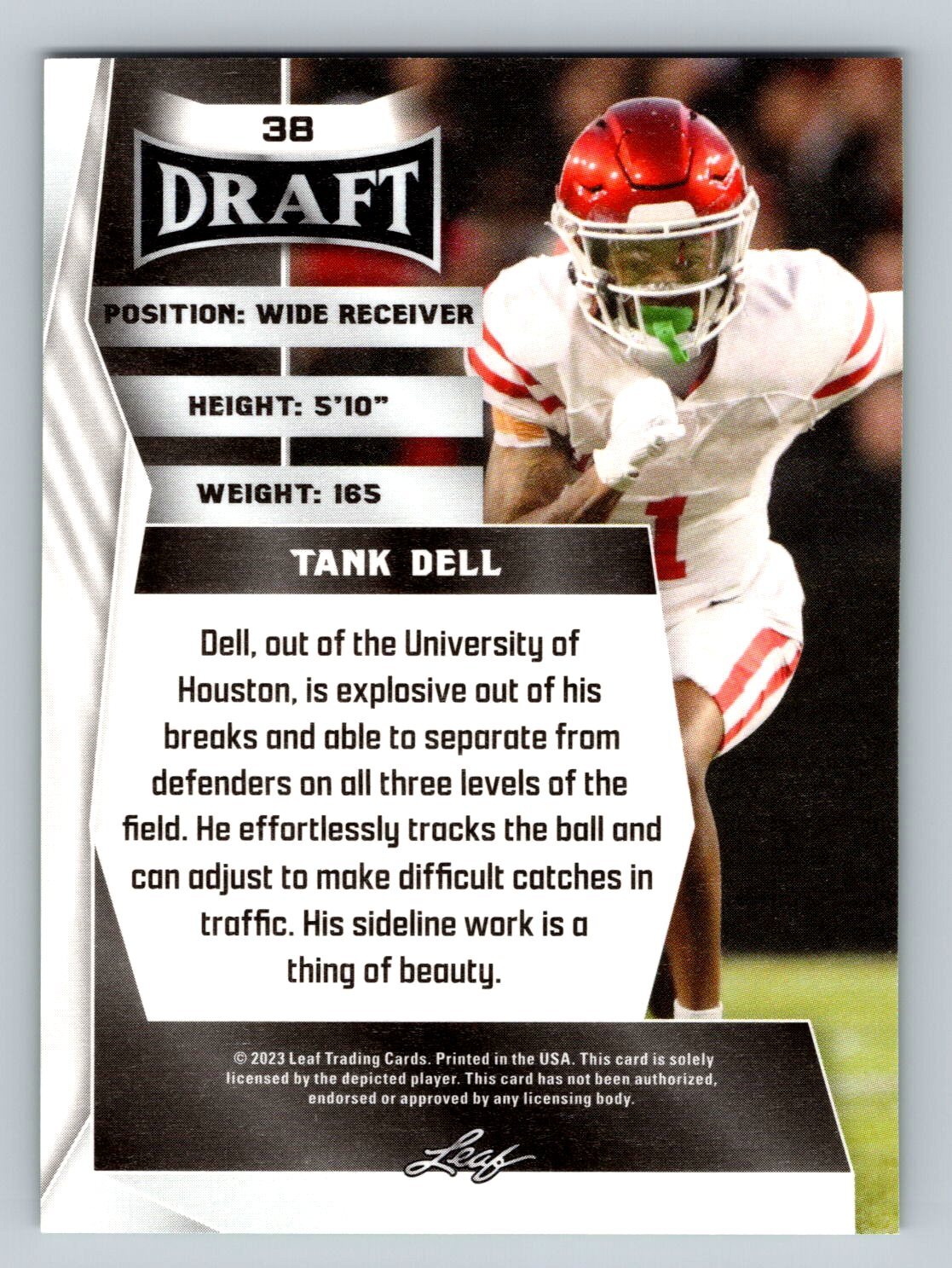 2023 Leaf Draft Football #38 Tank Bell Rookie RC Green Univ Of Houston ...