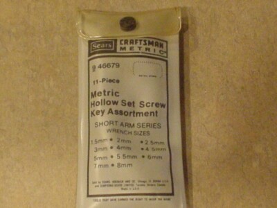 Craftsman 46679 usa 11 Piece Metric Hollow Set Screw Key Assortment ...