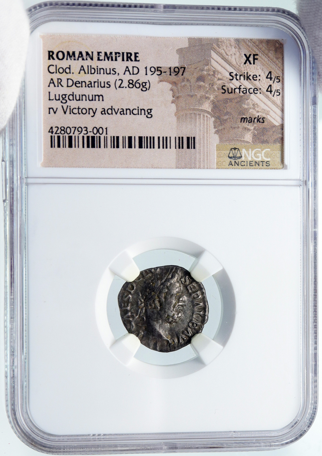 CLODIUS ALBINUS as Augustus 195AD Rare Silver Roman Coin VICTORY NGC ...