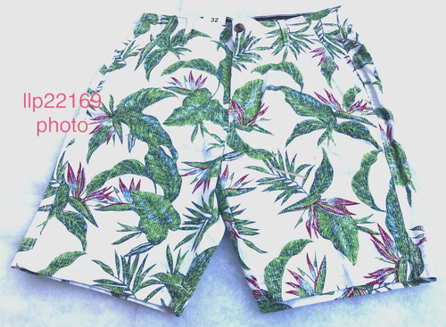 PLUGG CLOTHING Men's Shorts (SIZE 32) Flex Waist PALM LEAF & BIRDS OF ...