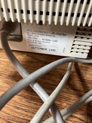 Vintage NEC MultiSync XV15 CRT Computer Monitor JC 1538VMA 1995 Works ...