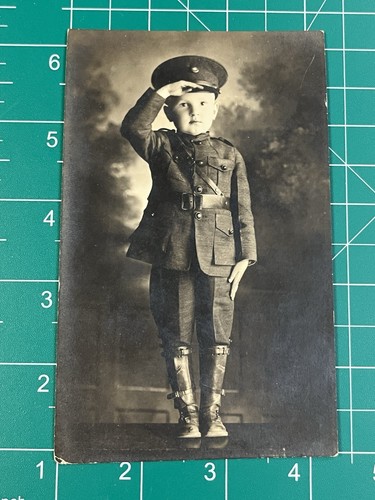 WW1 Child in Uniform Saluting Photo RPPC WWI | eBay