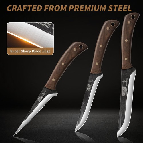 Butcher Knife Set 3-Piece, Super Sharp Hand Forged Fillet & Dividing ...