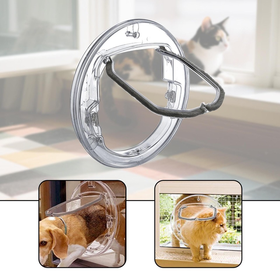 Cat Door Transparent Flap 4 Way Locking Pet Door PC Material ...