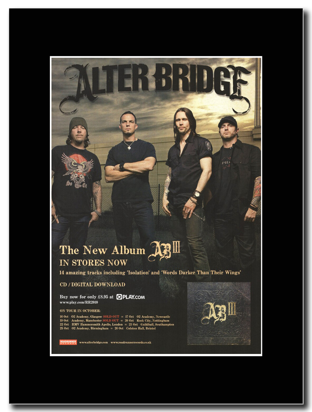 Alter Bridge - AB III - Matted Mounted Magazine Artwork | eBay