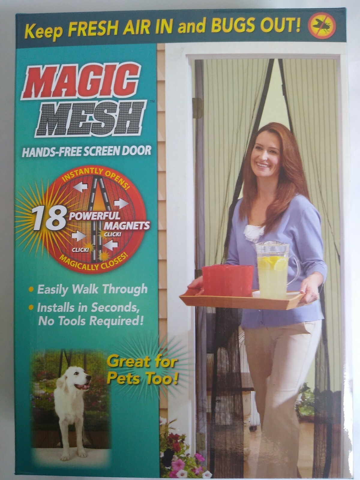 Magic Mesh Deluxe Hands Free Magnetic Screen Door 39"x83" - Black ...