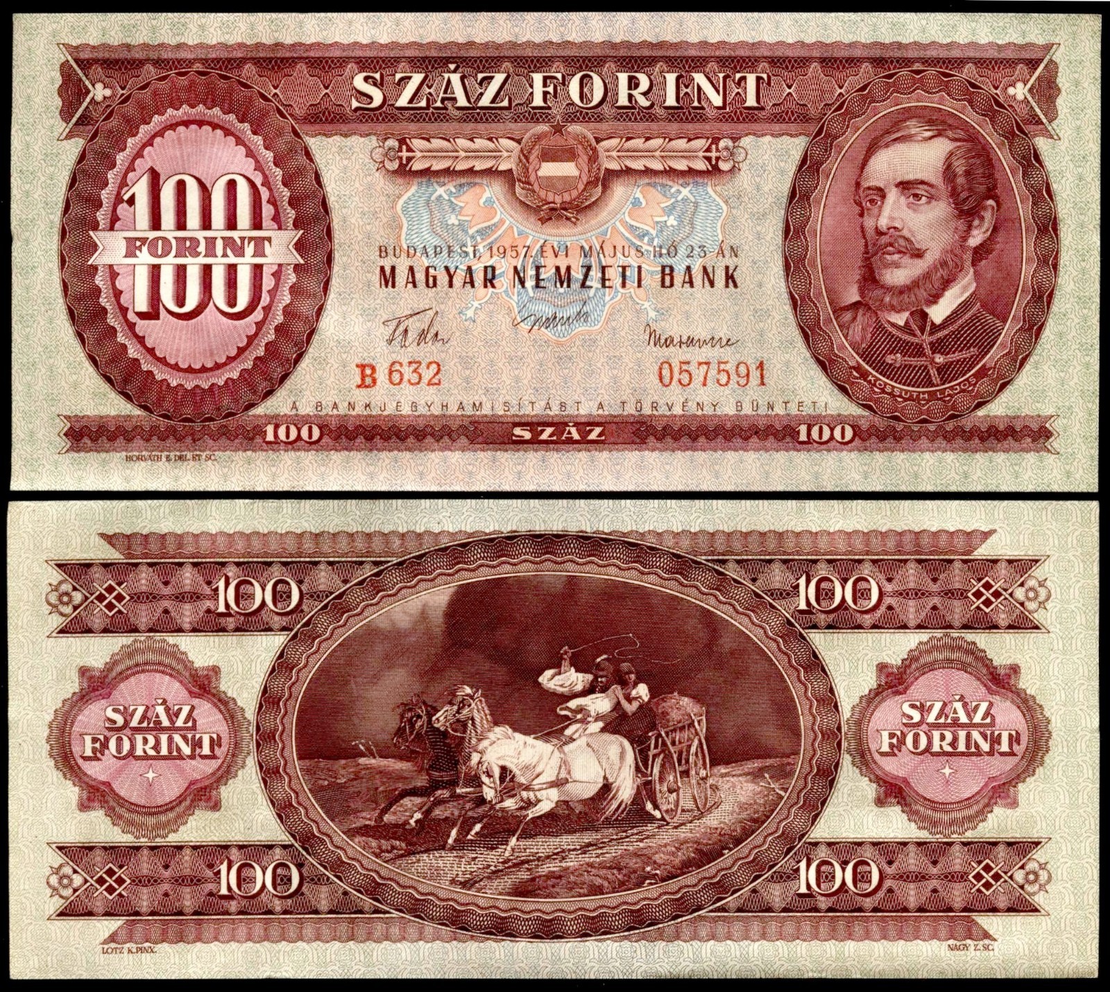 HUNGARY 100 FORINT 1957 BANKNOTE P171a UNGARN UNC | eBay