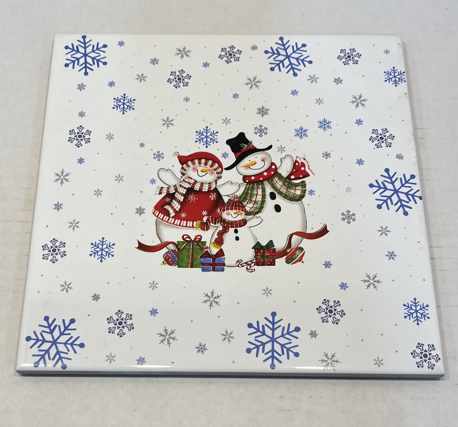 Snowman & Family With Snowflakes Ceramic Christmas Holiday Spoon Rest ...