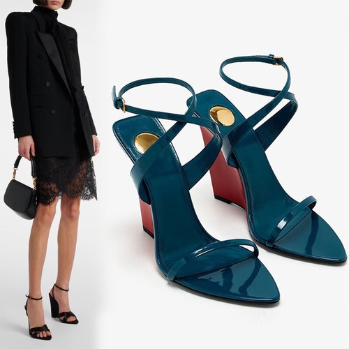 Runway Roman Style Women Sexy Cross Strap High Wedge Heel Sandals Open ...