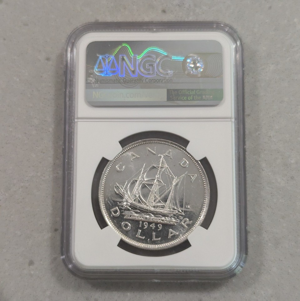 1949 $1 NGC MS62 Canada Silver Dollar - Matthew Ship - Blast White ...