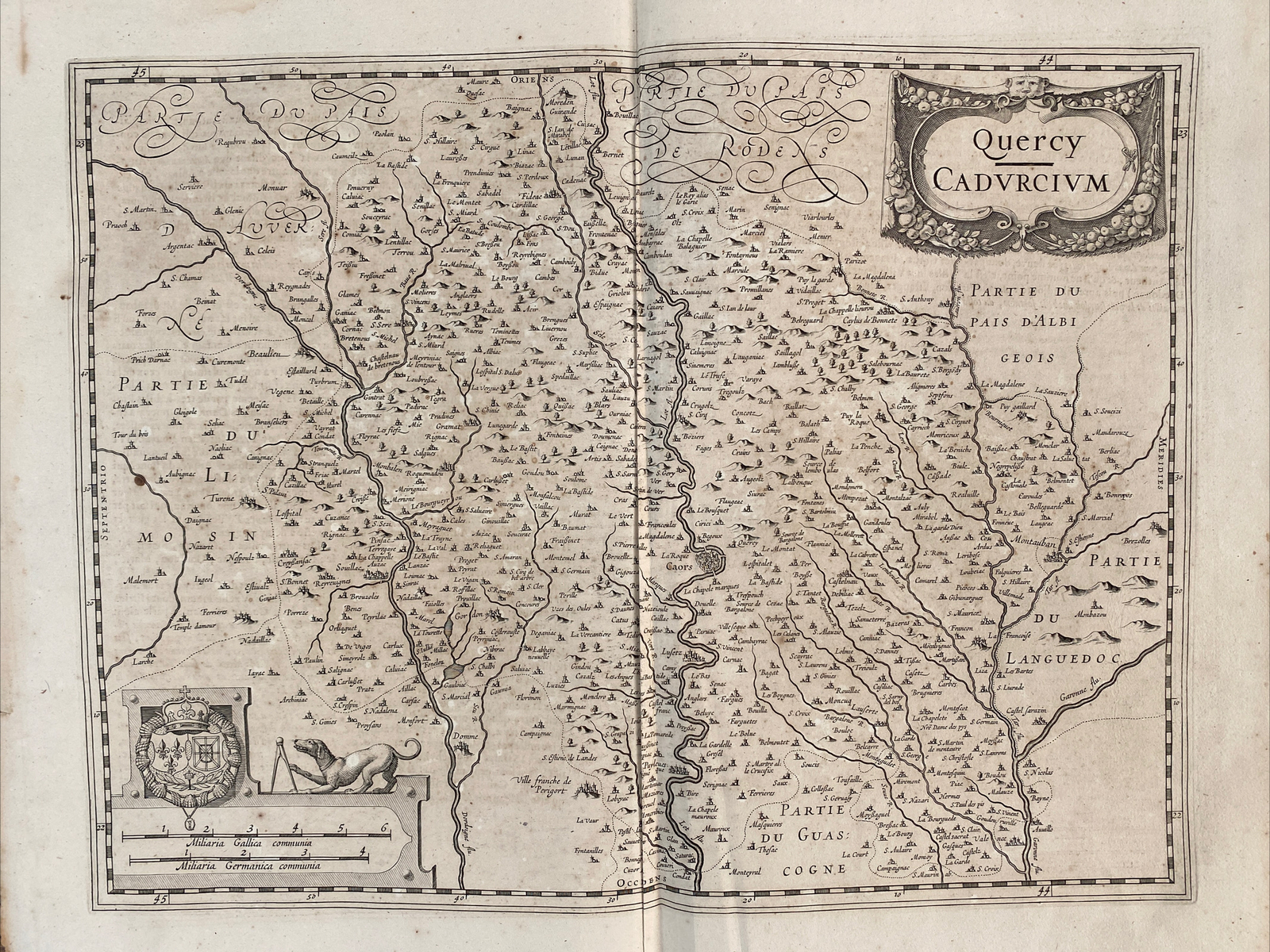 Hondius superb map of Quercy c. 1647 Cahors Montauban | eBay