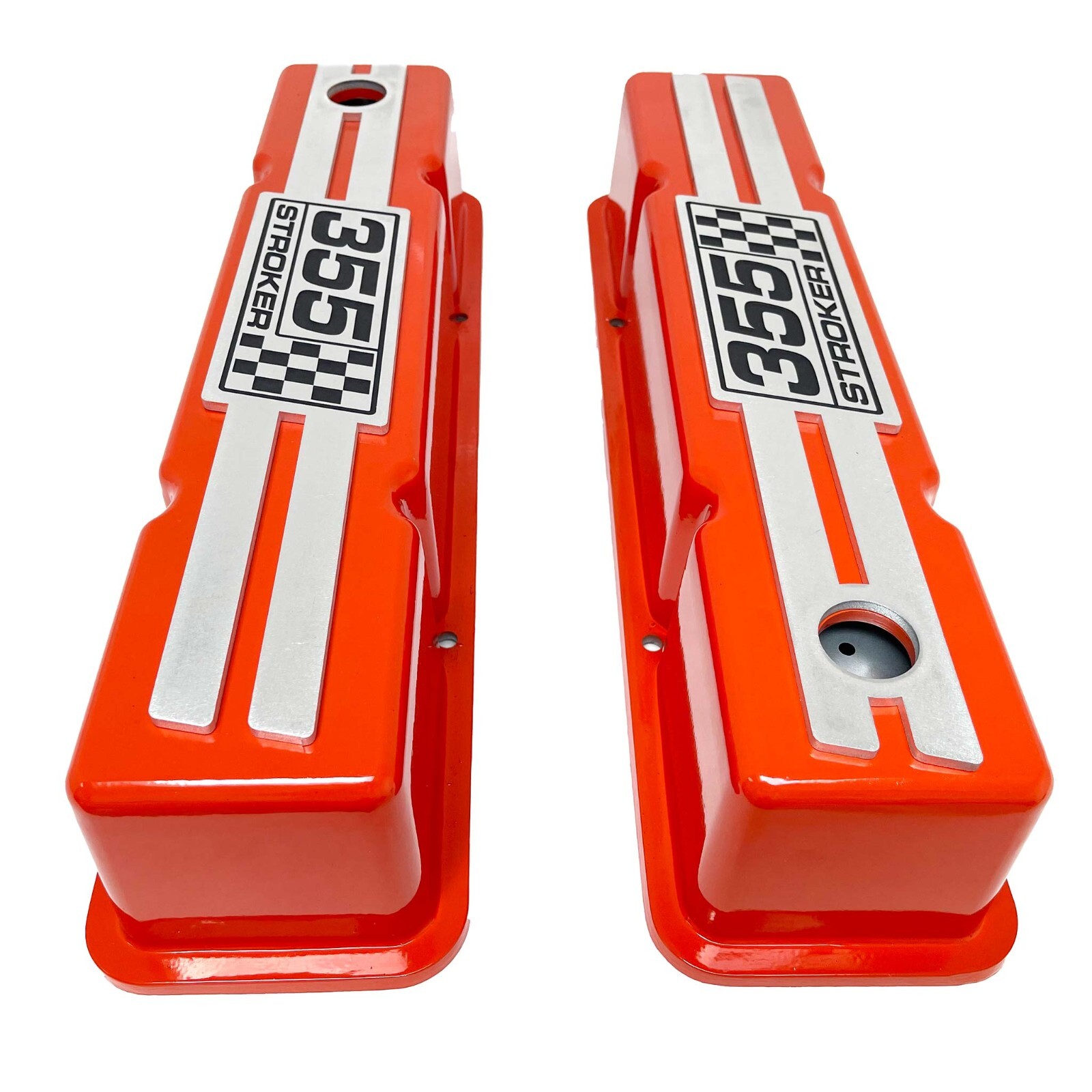 Small Block Chevy 355 Orange Valve Covers & 15" Oval Air Cleaner Kit ...