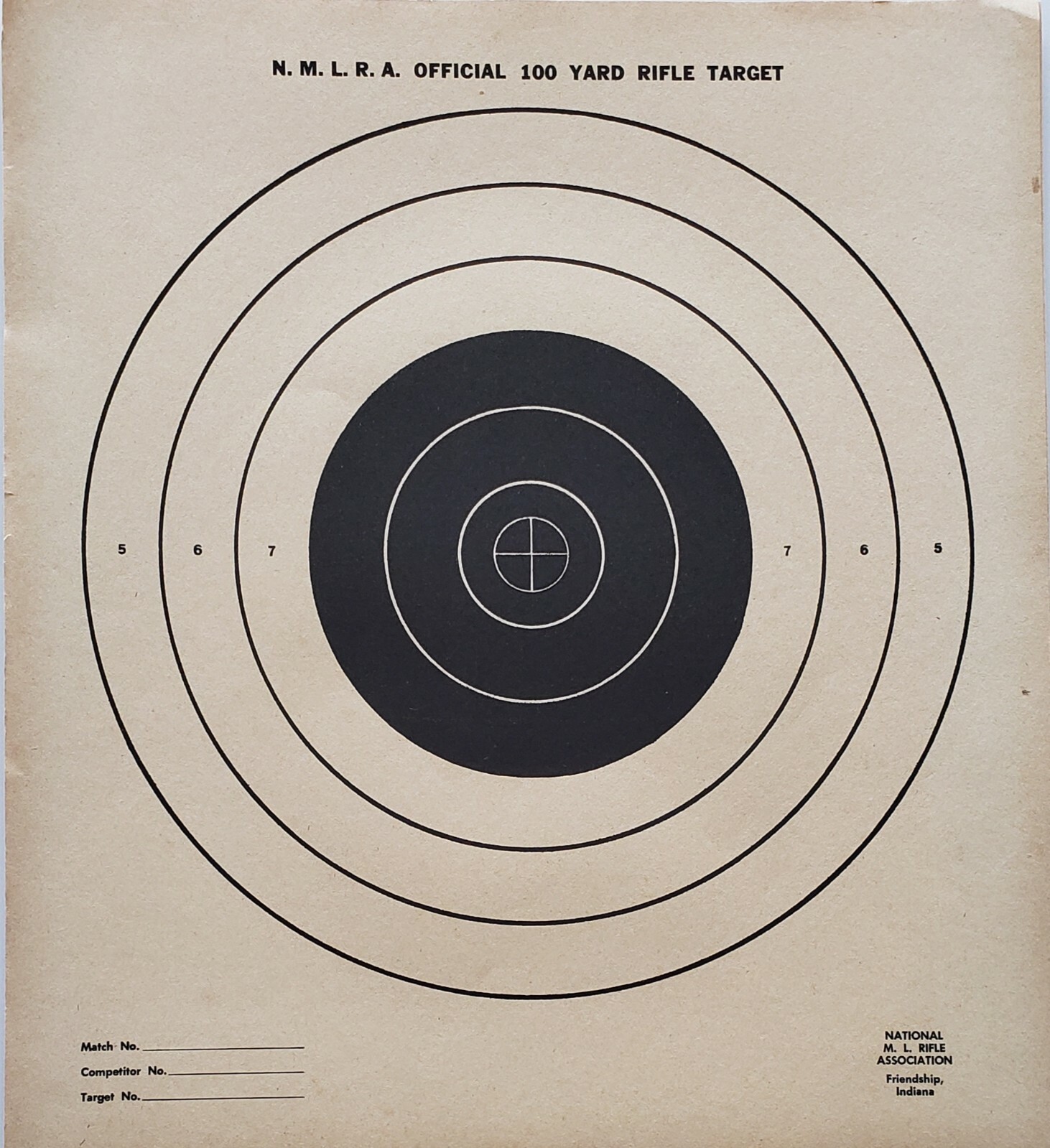 VINTAGE 5 TOTAL 100 YARD BULLSEYE TARGETS 1970's FRIENDSHIP INDIANA N.M ...