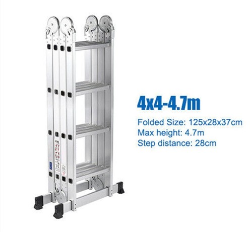 4.7m Long Aluminium Folding Ladder Step Extension Multi Purpose ...