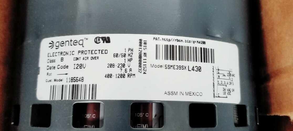 Fast OEM Parts Genteq 208-230 Volts 400-1200 RPM Motor 1185648 New | eBay
