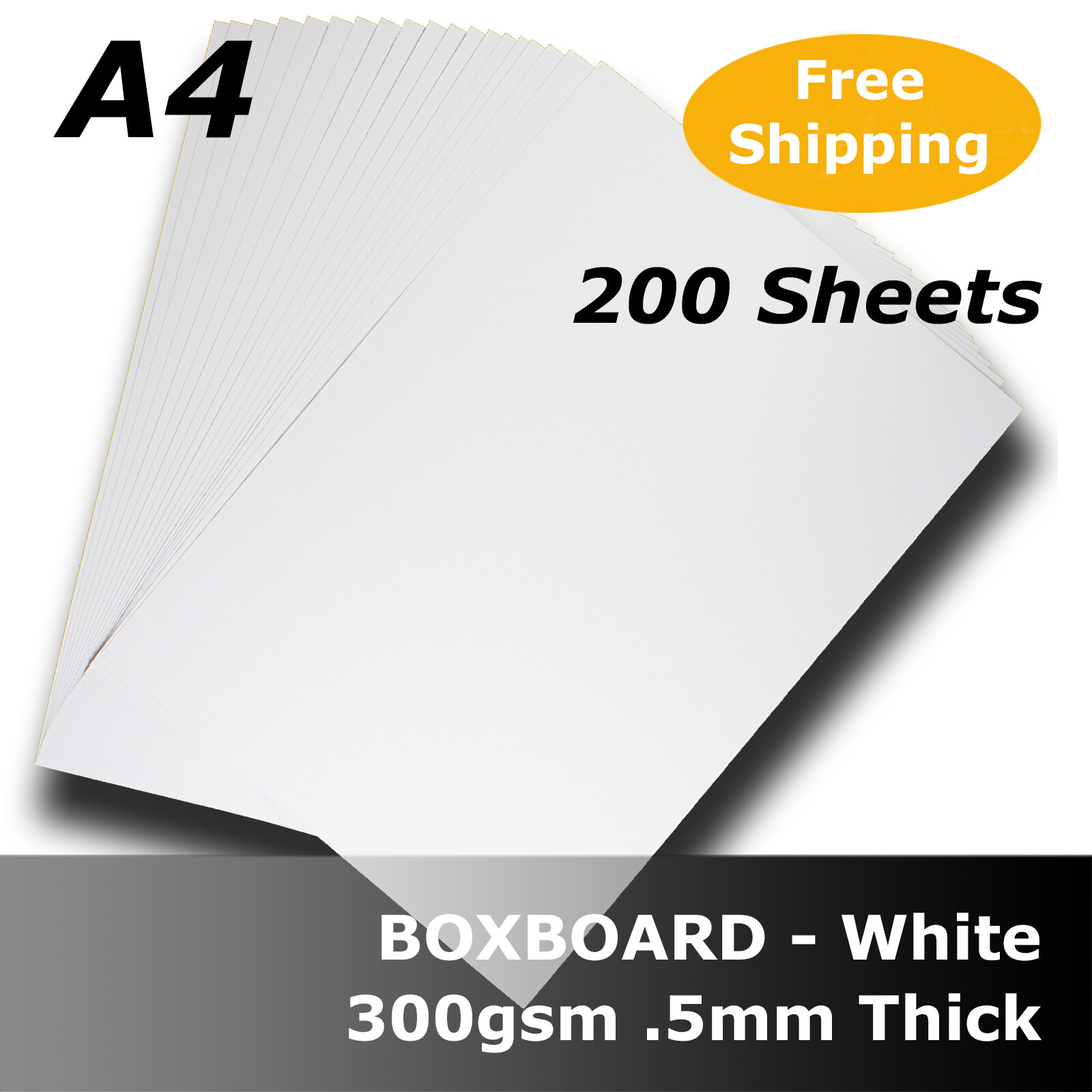 White Boxboard Packaging Card Stock 0.5mm Thick A4 Size 300gsm #B3308 ...