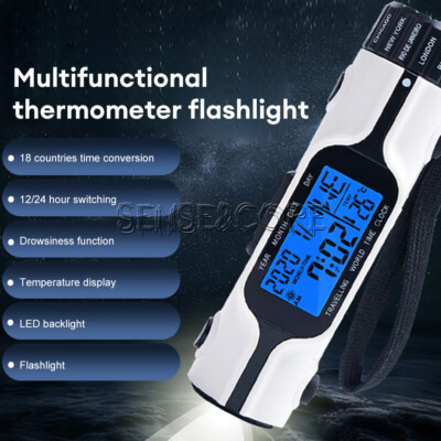 Digital Flashlight Electronic Thermometer Clock Temperature Display ...