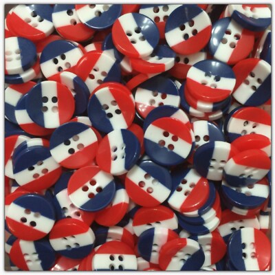 ALMOST GONE!! 16 or 32 11mm Red White Blue buttons 11mm stripe ...