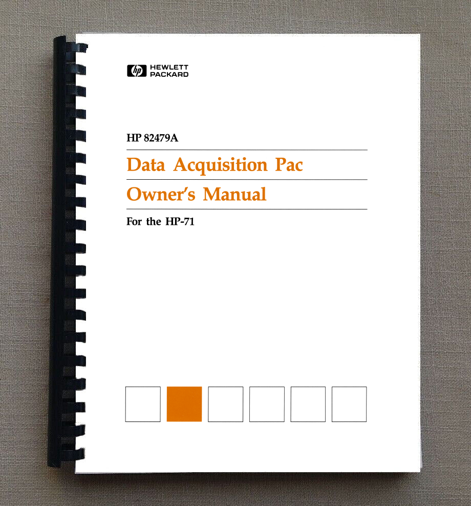 HEWLETT PACKARD HP 82479A Data Acquisition Pac Owner's Manual For the ...